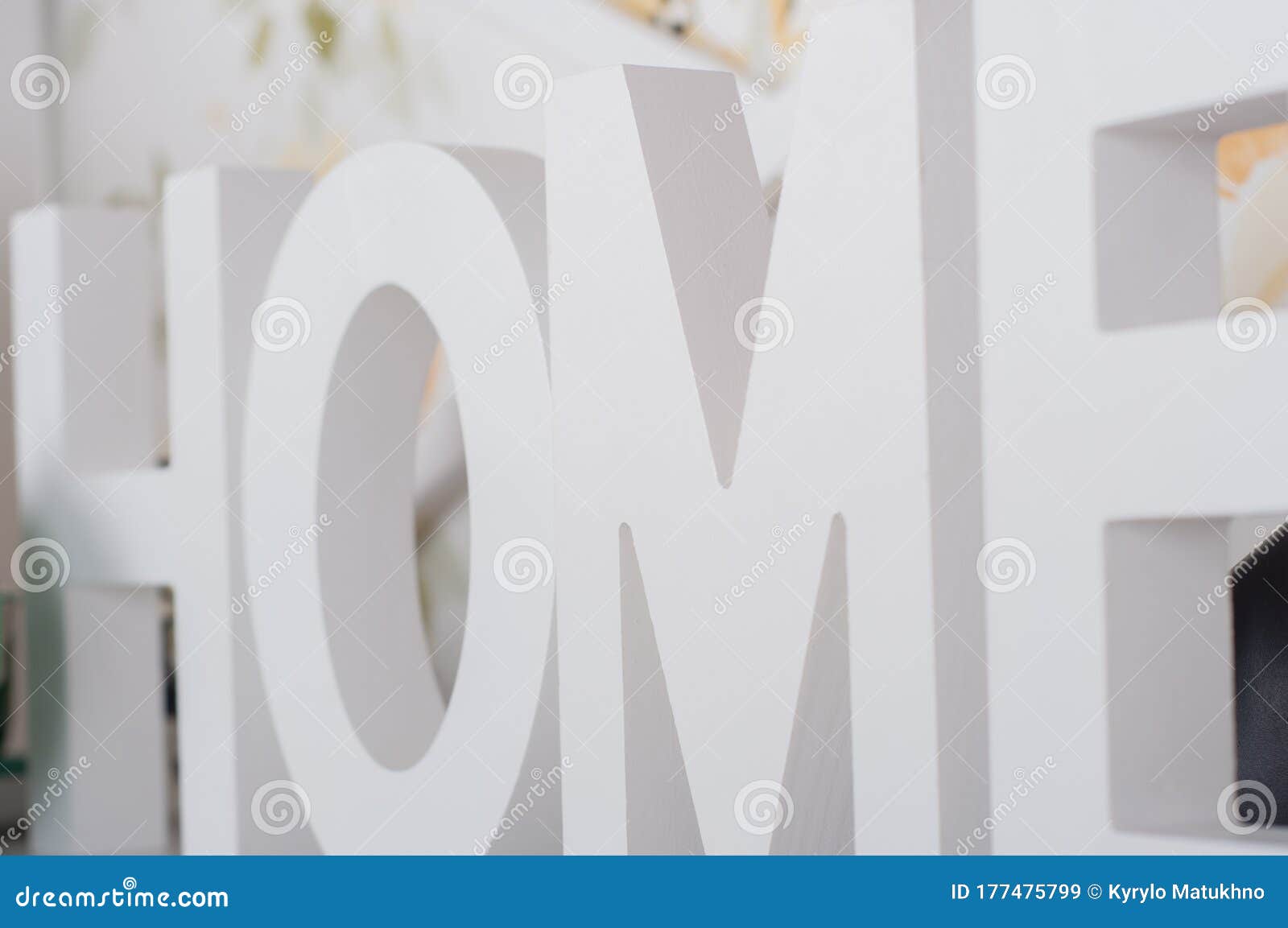 Big White Letters. Lettering Home. Close Up Stock Image - Image of text ...