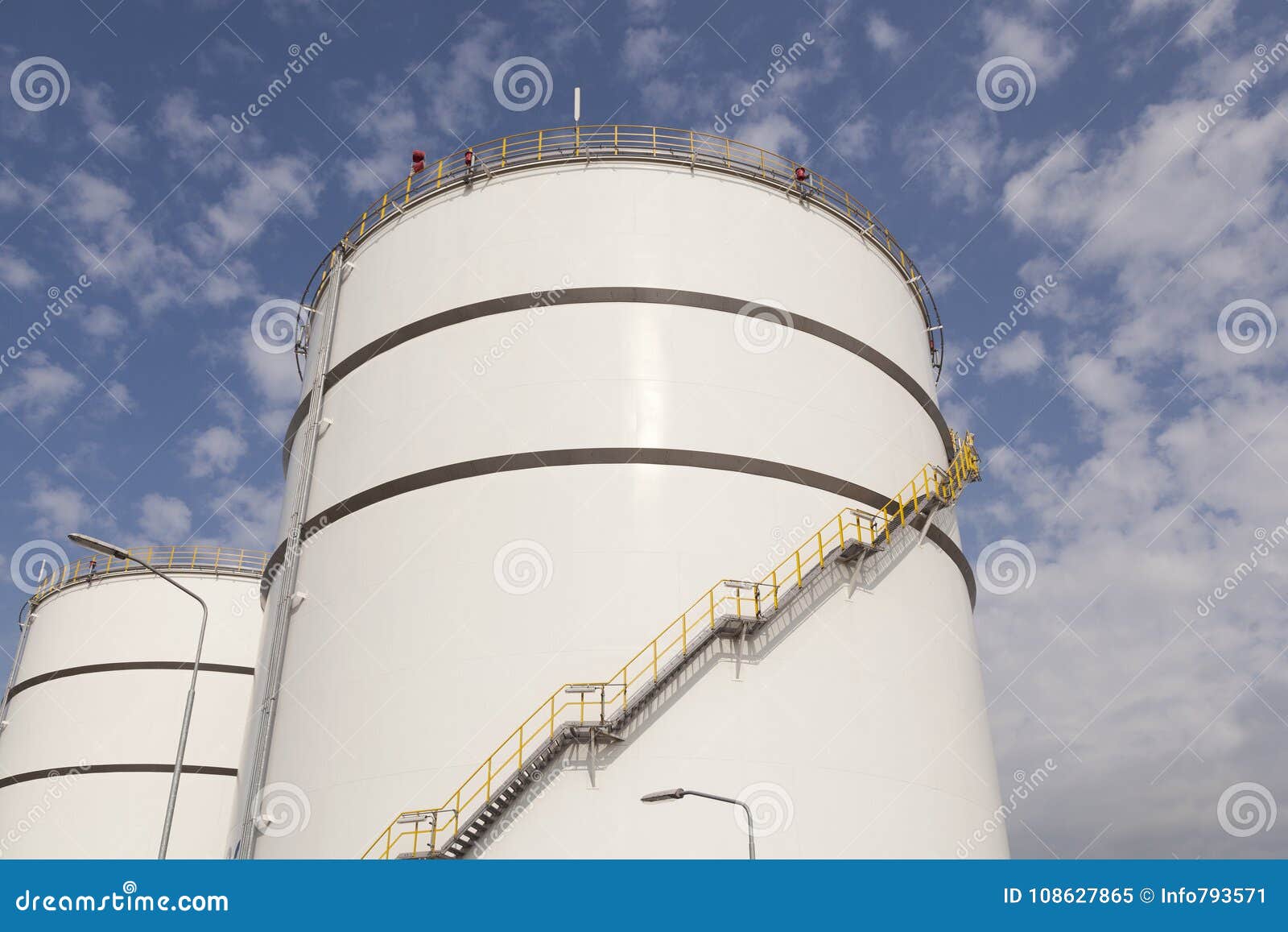 Big white oil tanks stock image. Image of plant, liquid - 108627865
