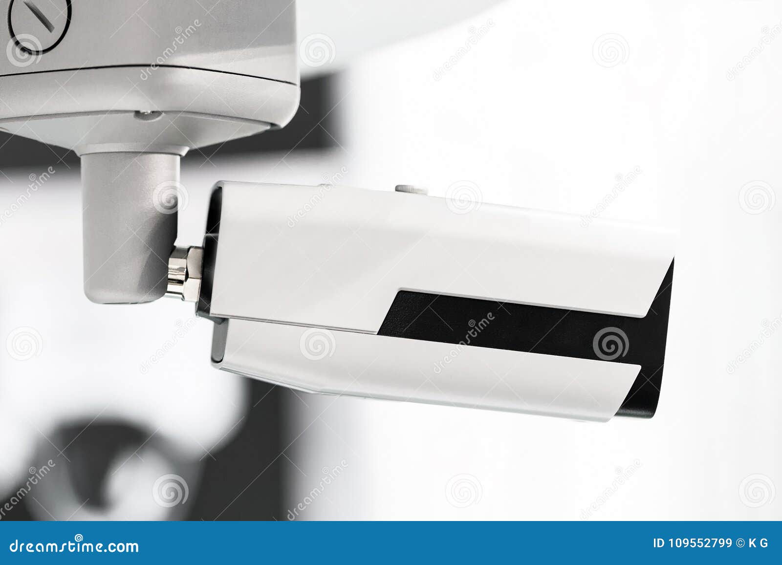 Big White Professional Surveillance Camera. CCTV Mounted on Ceiling ...