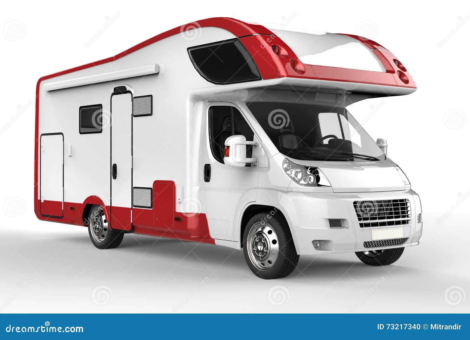 Big White and Red Camper Vehicle Stock Photo - Image of tourism, road ...
