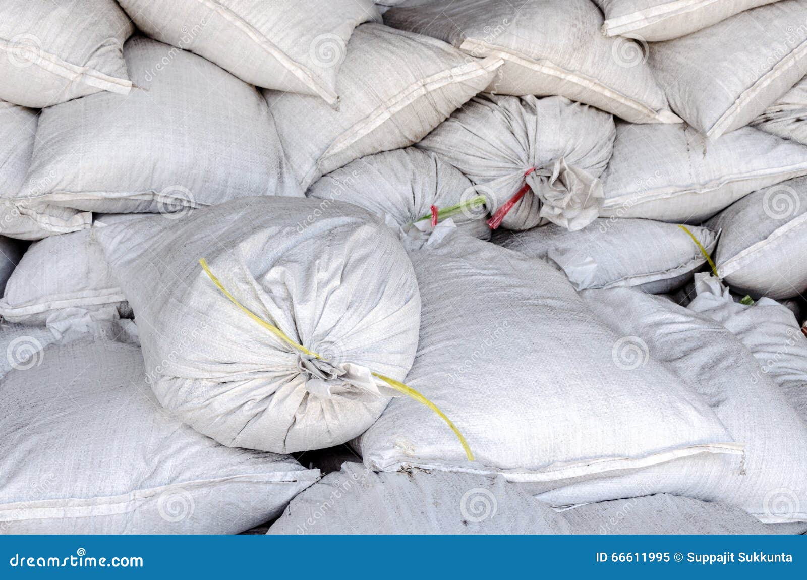 Big White Sacks at Large Warehouse Stock Image - Image of heap ...
