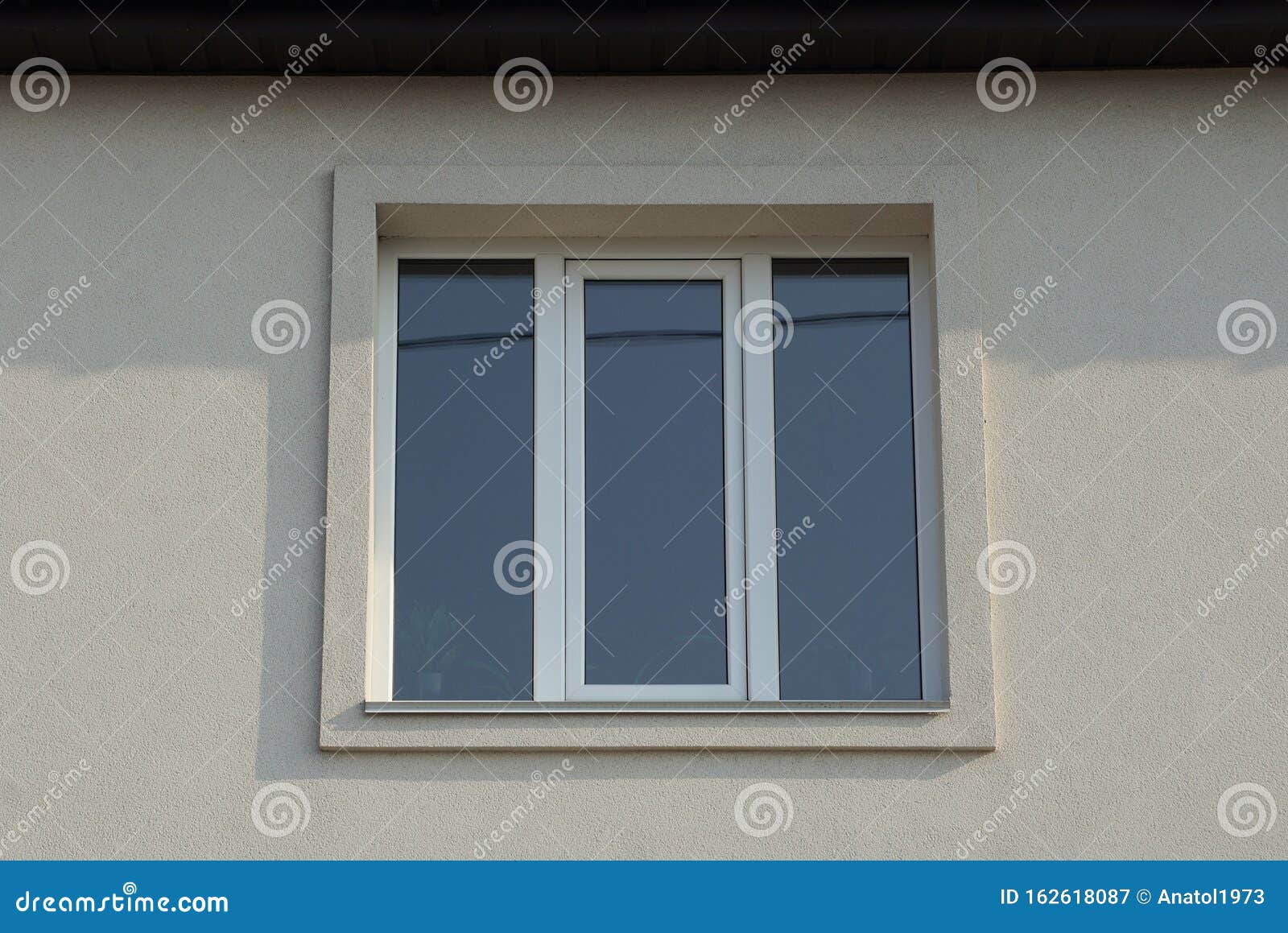 Big White Square Window on a Gray Wall Stock Image - Image of grey ...