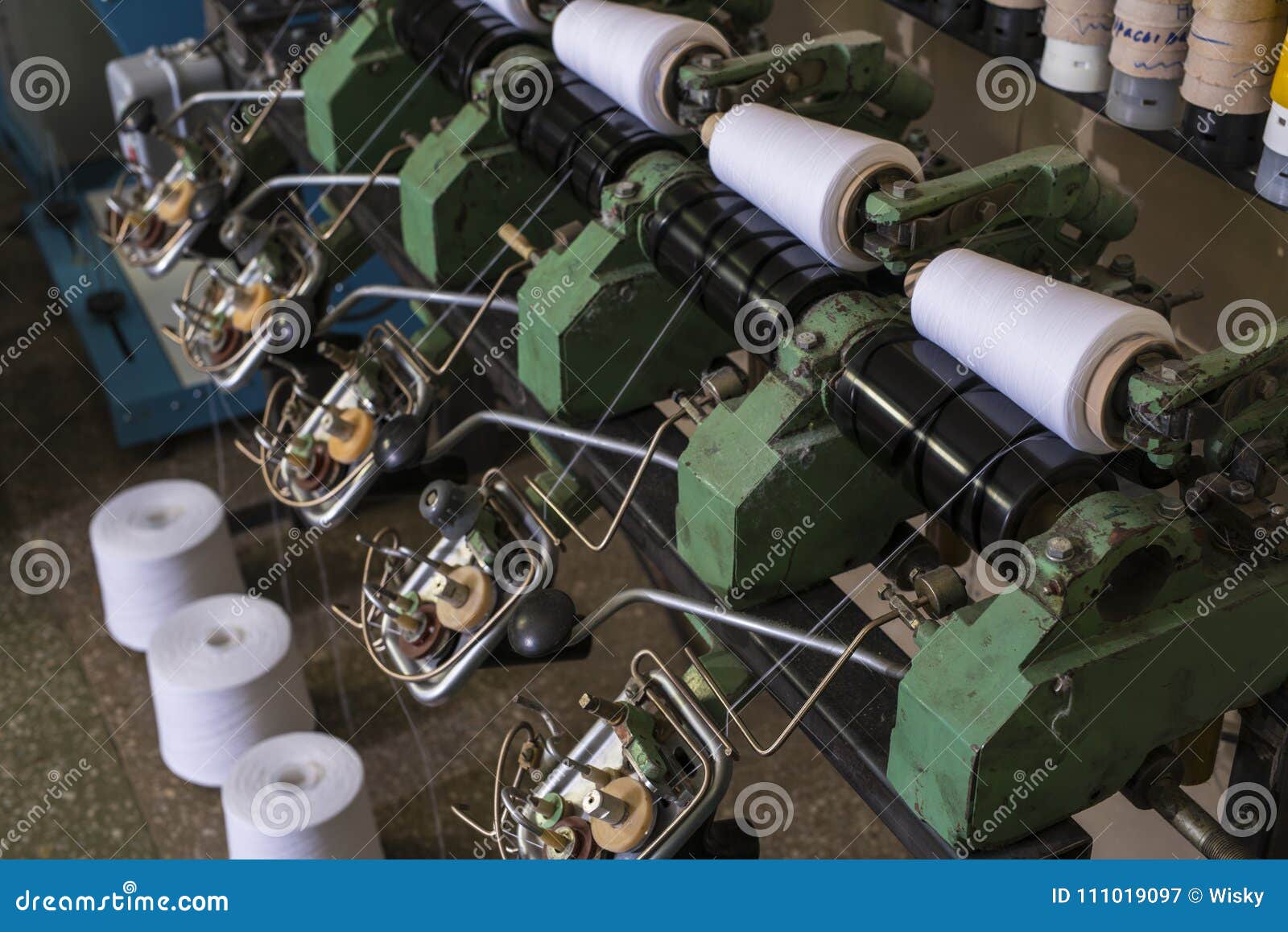 Thread Spools at Rewinding Machine View Stock Image - Image of service ...