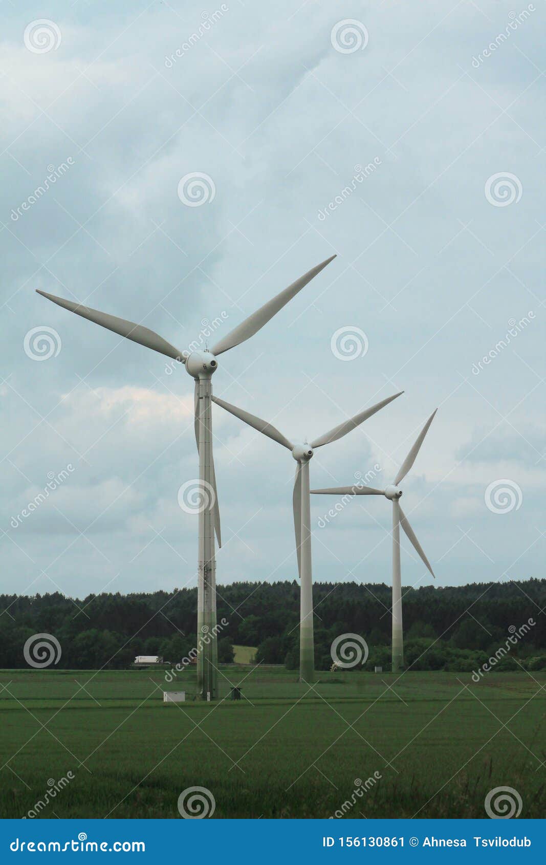 Big White Windmill Turbine on the Green Field Stock Image - Image of ...