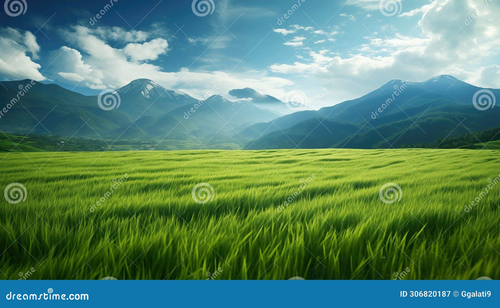 Big Wide Grass Field in the Mountains Stock Illustration - Illustration ...