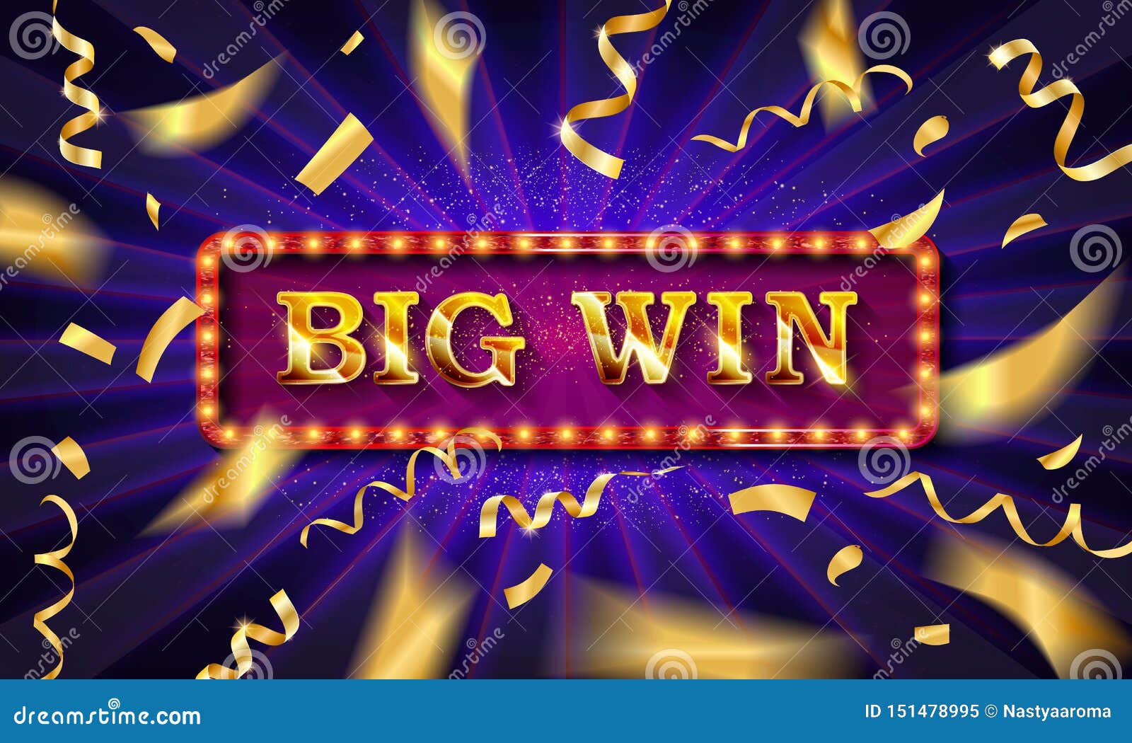 Big win banner illuminated stock vector. Illustration of jackpot ...