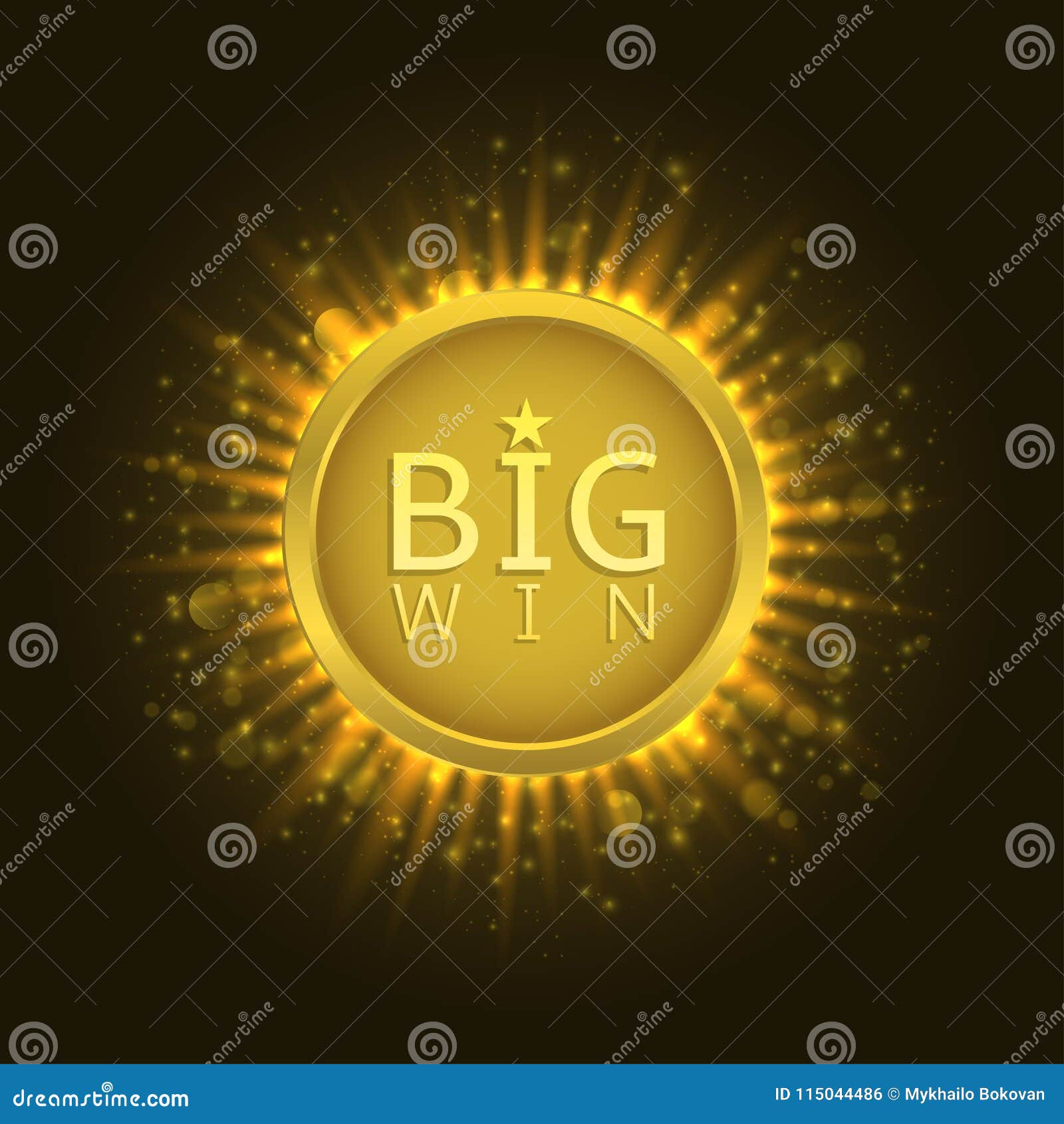 Big win label stock vector. Illustration of glowing - 115044486