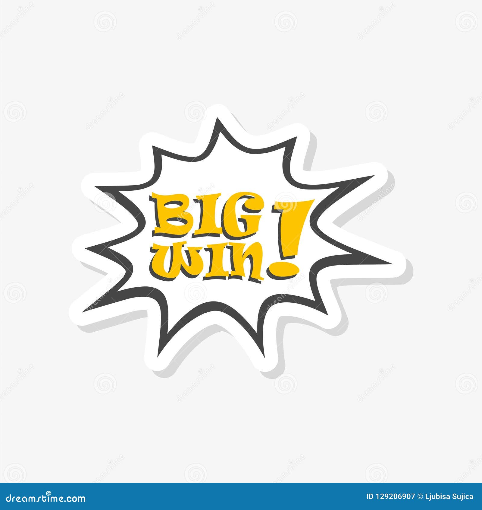 Big win message sticker stock illustration. Illustration of flat ...