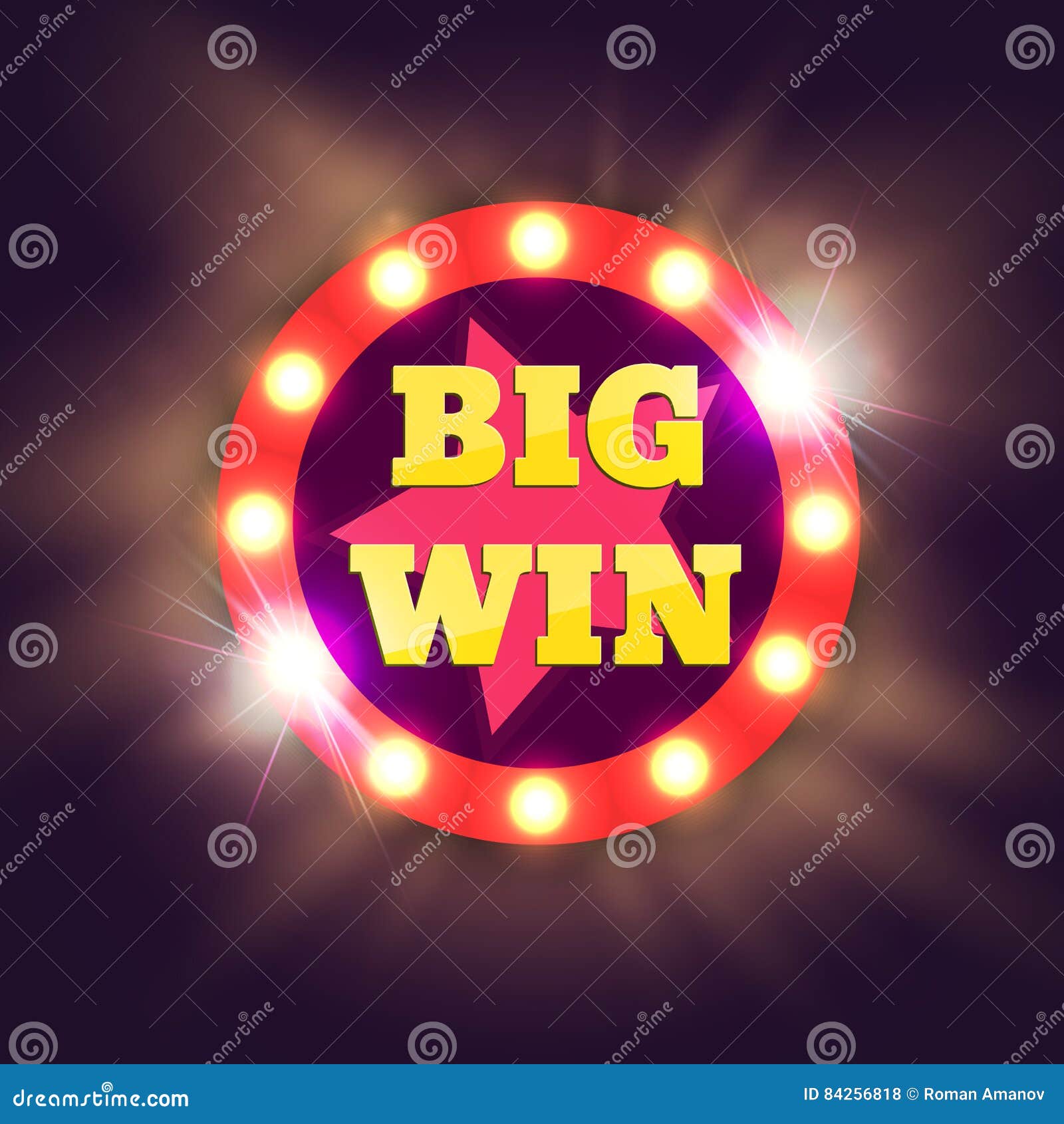 Big Win Retro Banner with Glowing Lamps. Vector Stock Vector ...