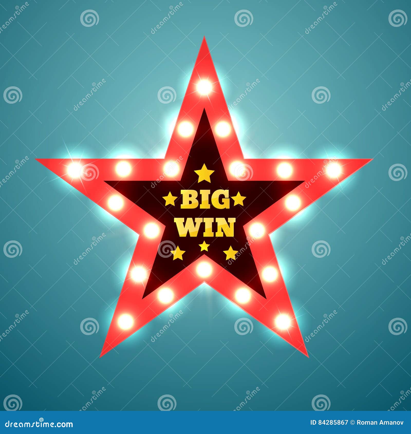 Big Win Retro Banner with Glowing Lamps. Vector Stock Vector ...