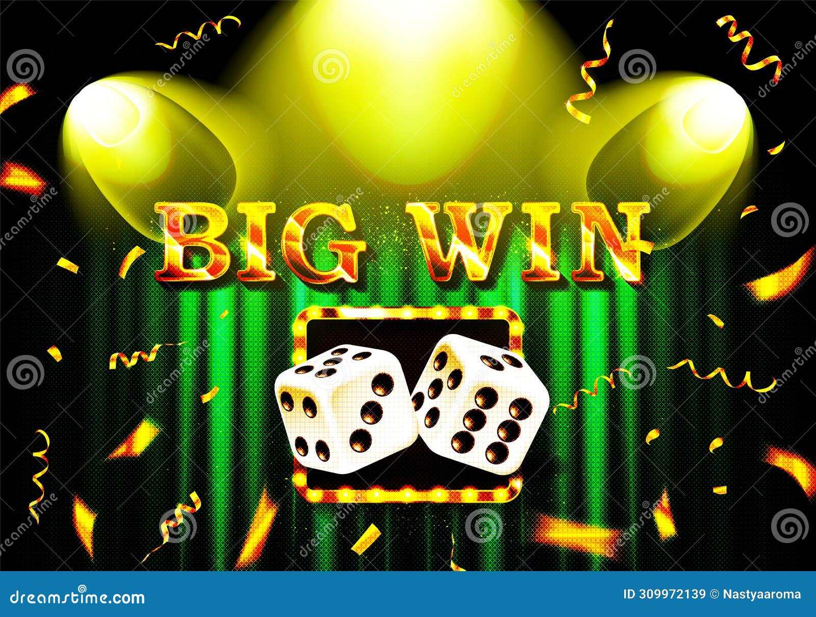 Big Win Word on Banner with Green Curtains Stock Vector - Illustration ...