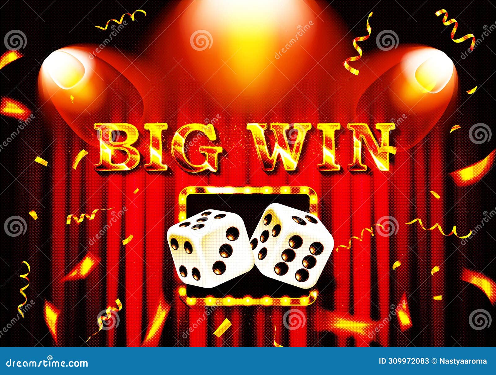 Big Win Word on Banner with Red Curtains Stock Vector - Illustration of ...