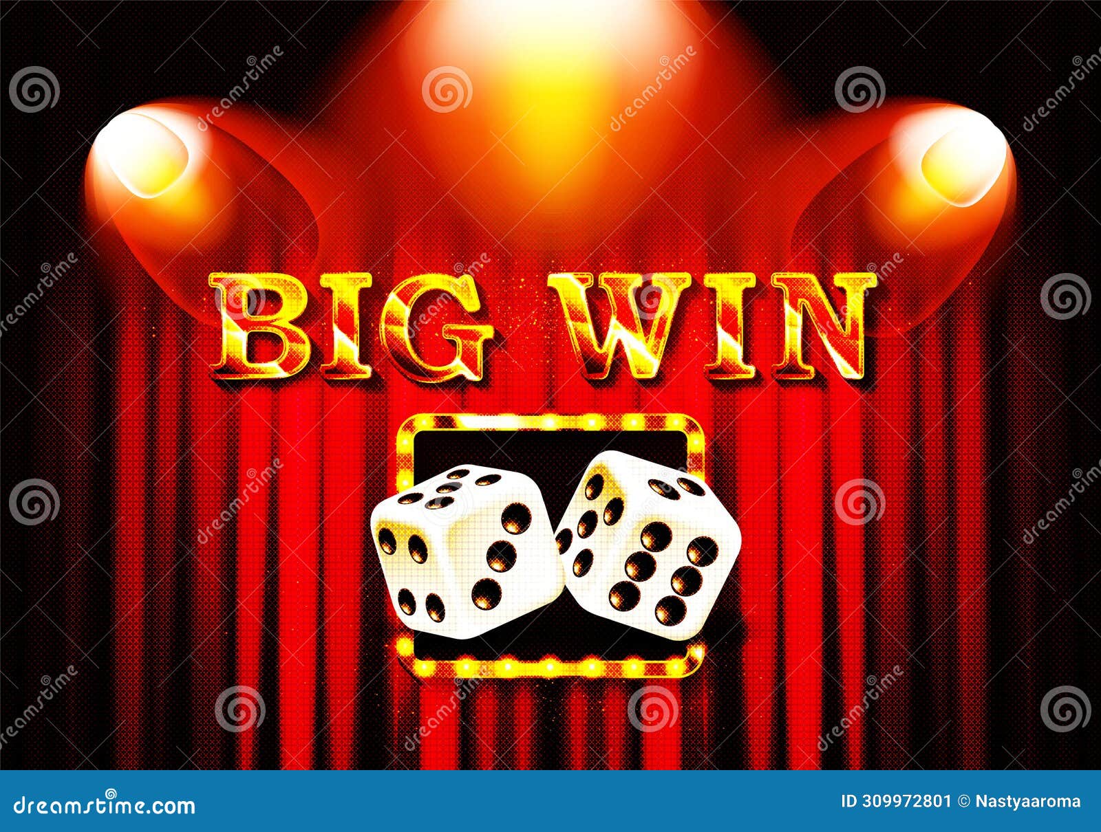 Big Win Word on Banner with Red Curtains Stock Vector - Illustration of ...