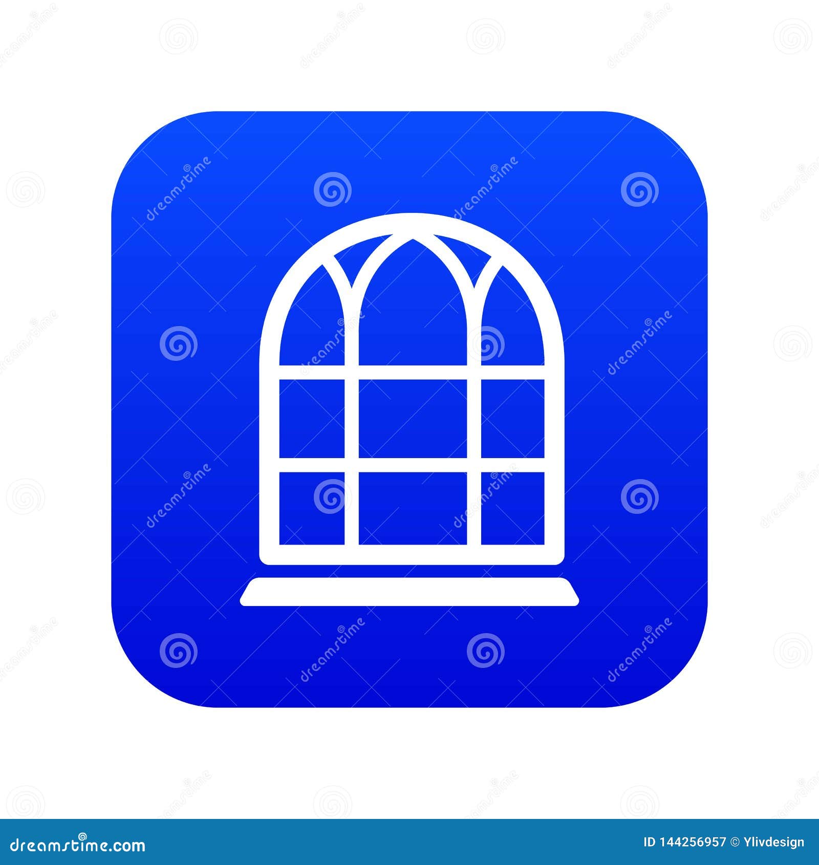 Big Window Frame Icon Blue Vector Stock Vector - Illustration of pane ...