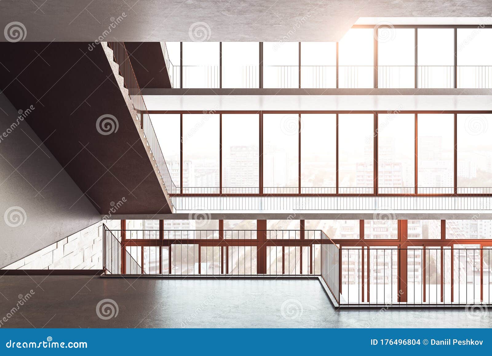 Big Window in Modern High-rise Building Interior Stock Illustration ...
