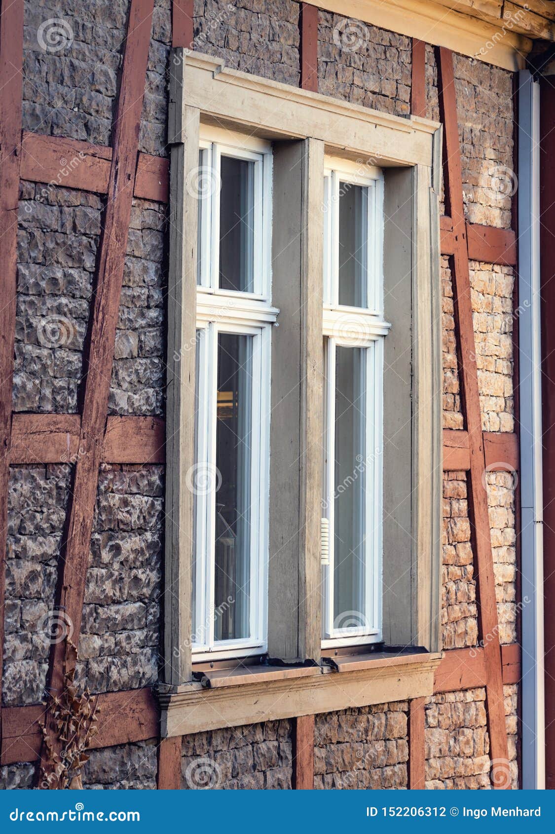 Big Window on an Old Historical Sandstone Facade Building Stock Photo ...