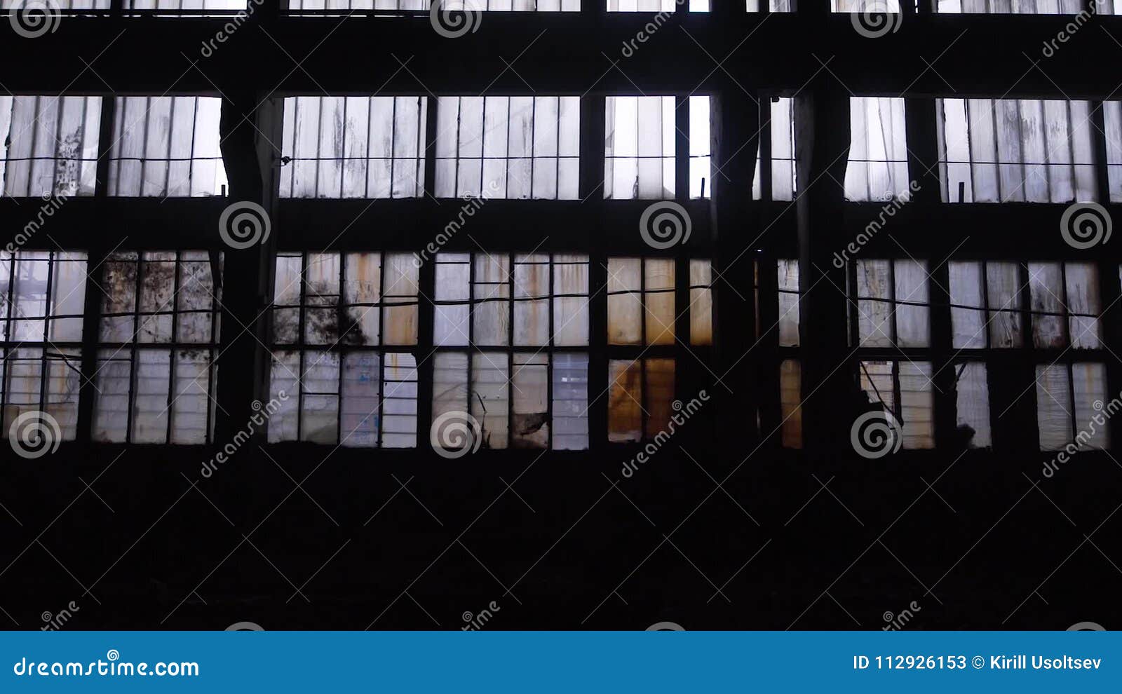 Big Windows from Inside of an Old and Abandoned Warehouse Stock Video ...