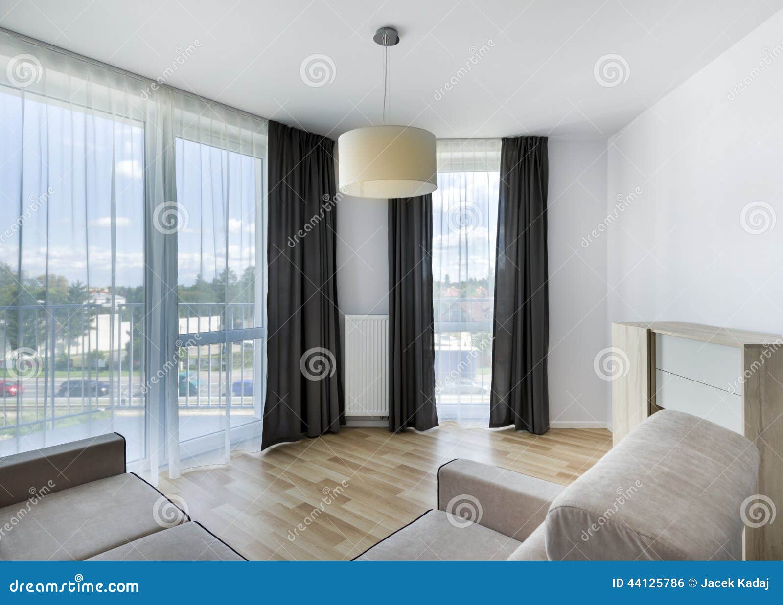 Big Windows In Modern Living Room Apartment Stock Photo - Image: 44125786