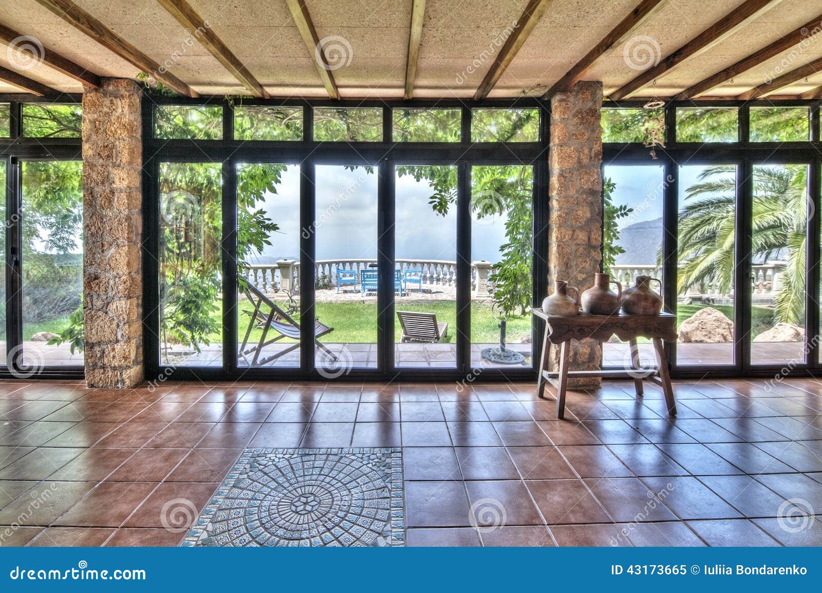 Big Windows in the Villa with Nice View Stock Image - Image of trail ...