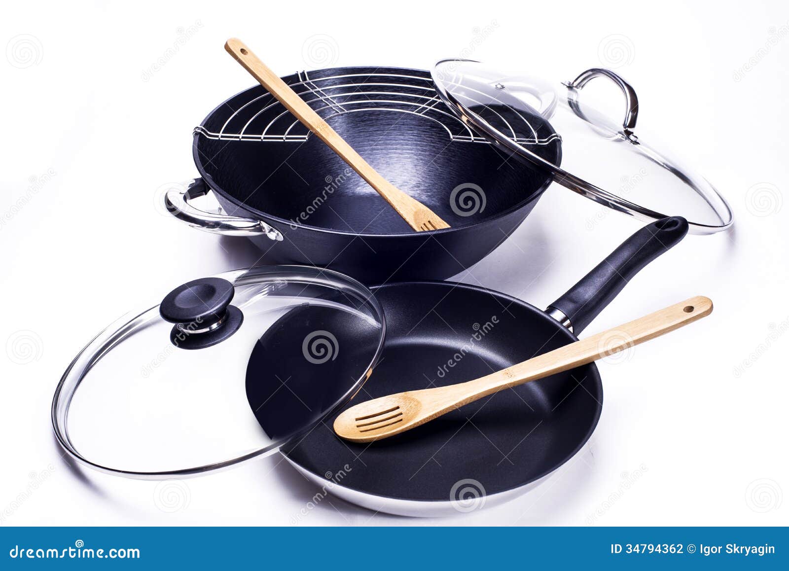 Big wok and frying stock photo. Image of asian, implements - 34794362