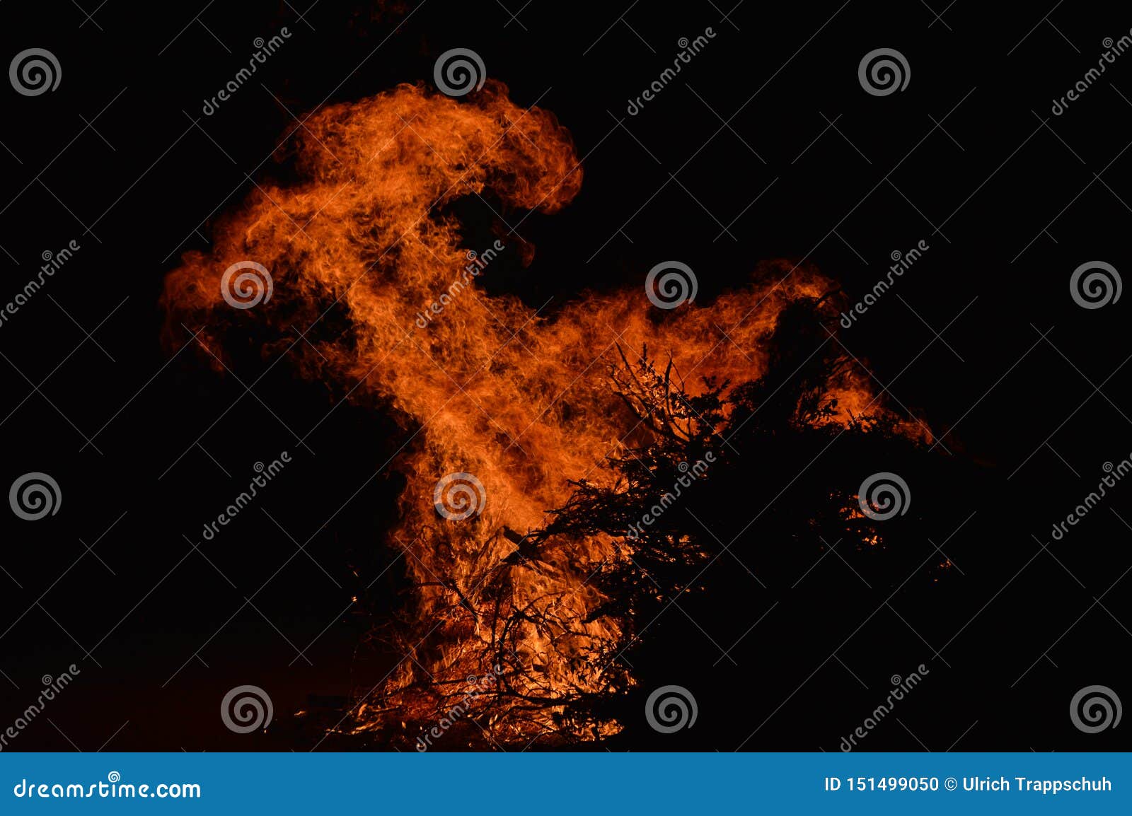 A Big Wood Fire in the Night Stock Photo - Image of danger, flame ...