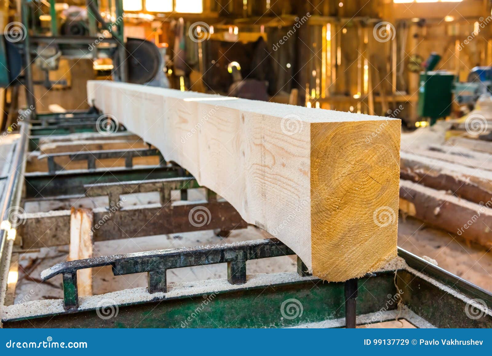 Log in the timber factory stock image. Image of interior - 99137729
