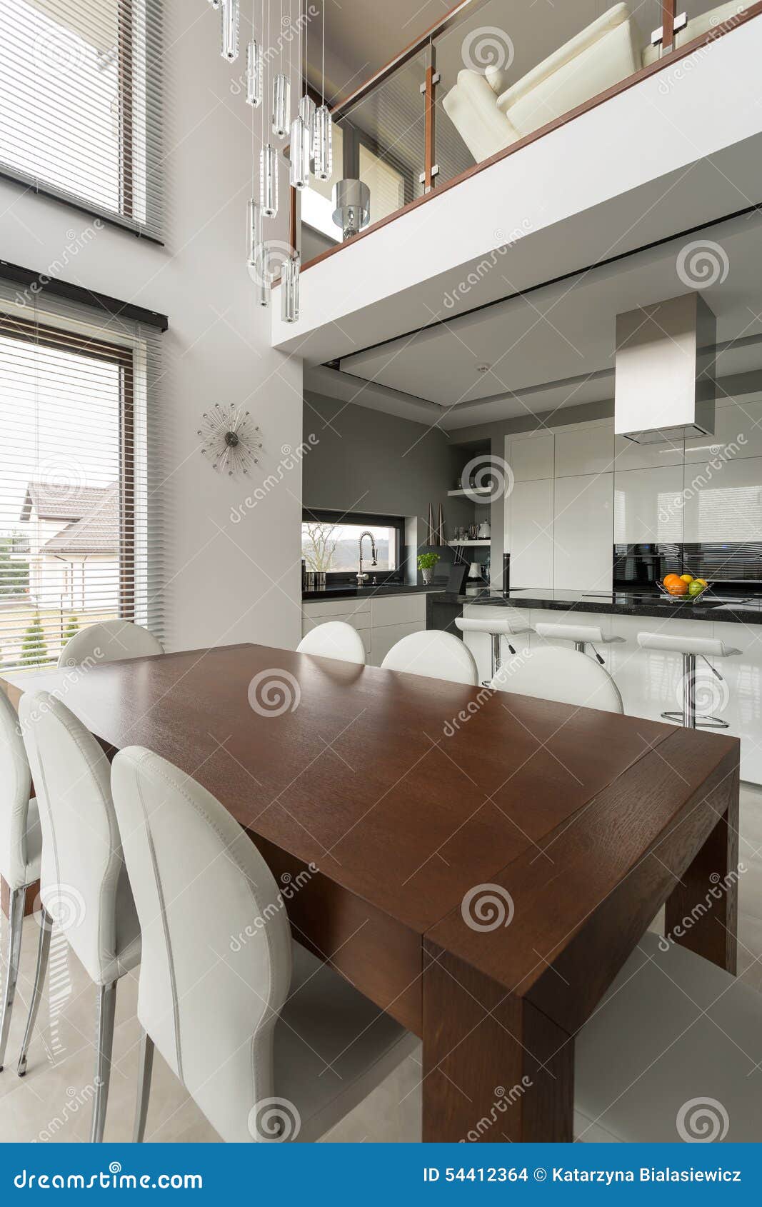 Big wooden table stock photo. Image of apartment, house - 54412364