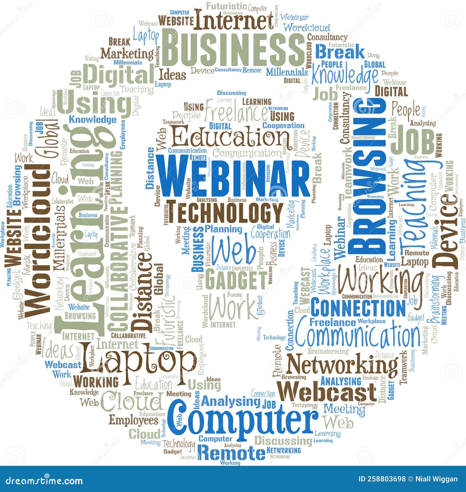 Big Word Cloud in the Shape of Bulb with Word Webinar. Defined As ...