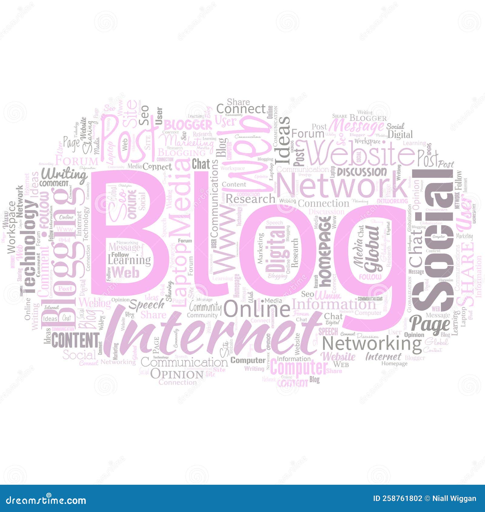 Big Word Cloud in the Shape of Cloud with Word Blog. a Regularly ...