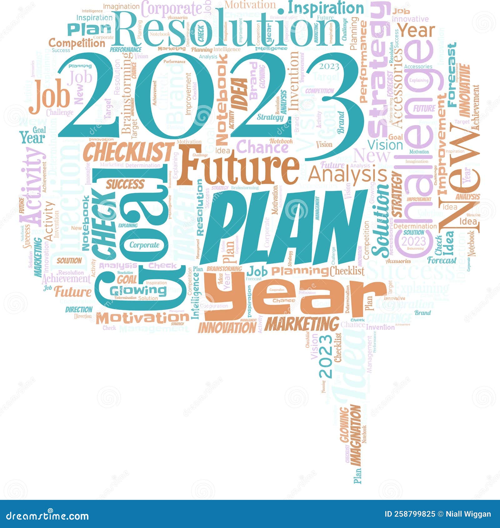 Big Word Cloud in the Shape of Dialog Box with Word Plan. Improve ...