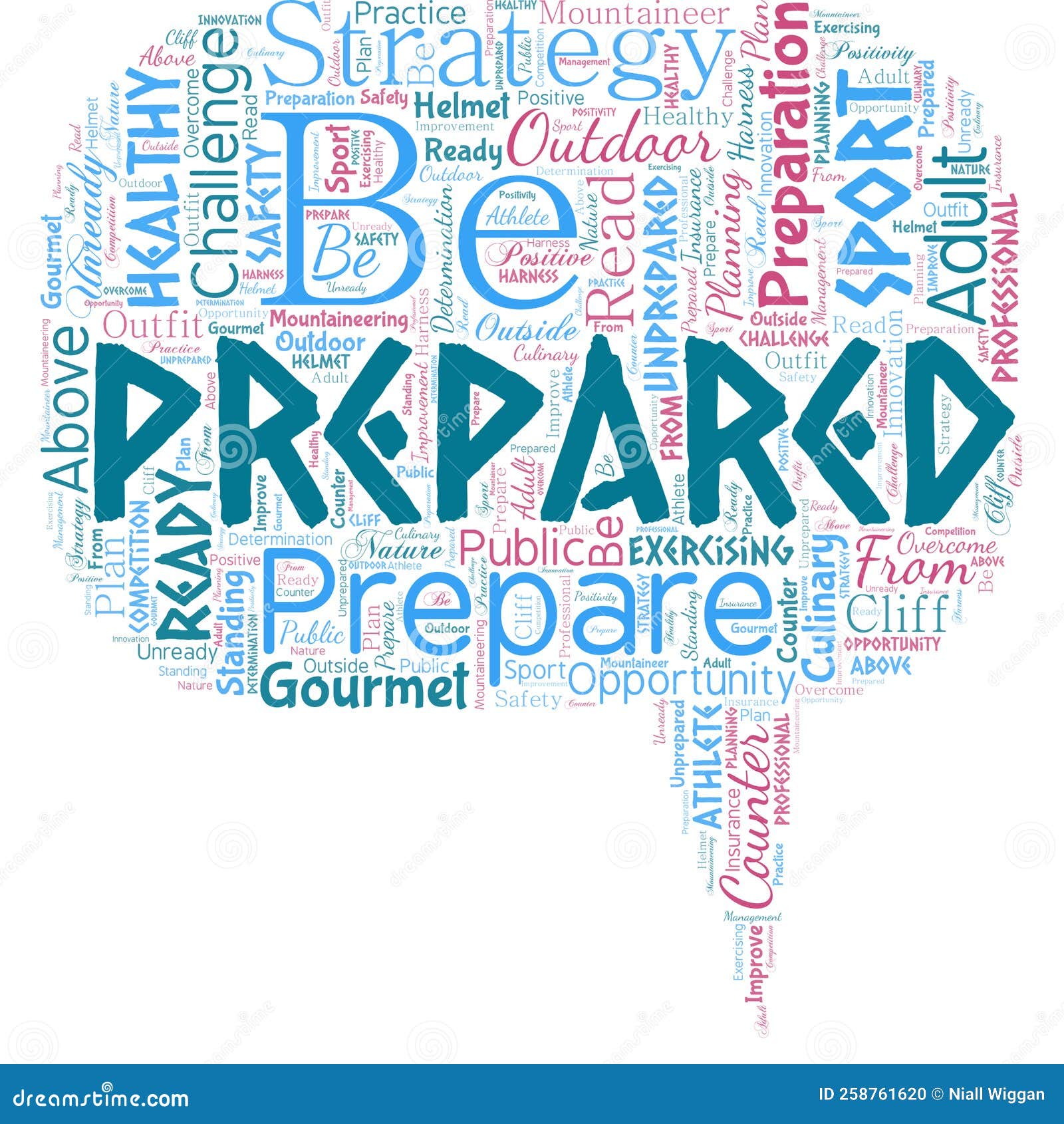 Big Word Cloud in the Shape of Speech Bubble with Words Be Prepared ...