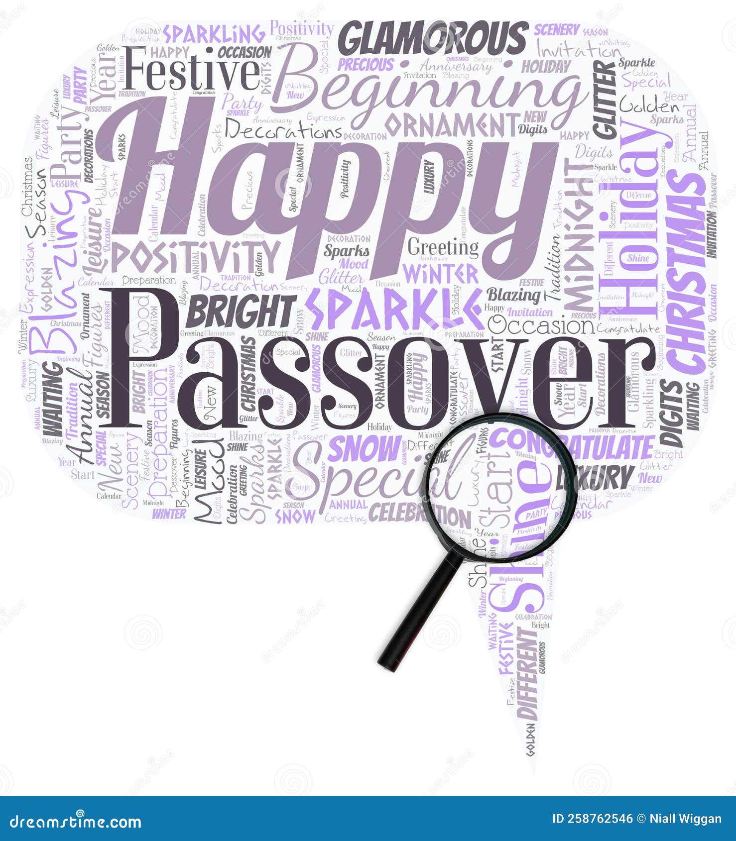 Big Word Cloud in the Shape of Speech Bubble with Magnifying Glass with ...