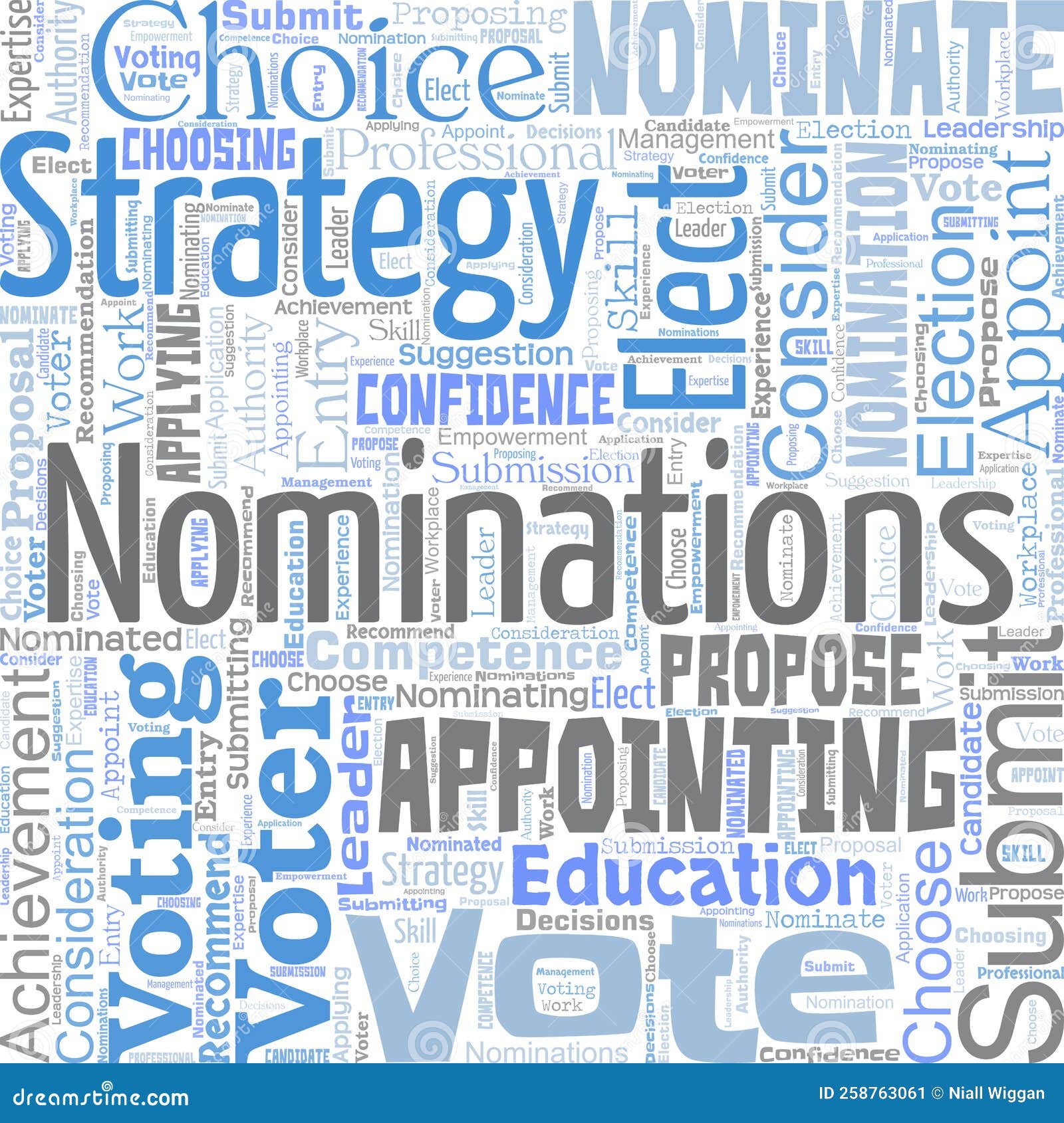 Big Word Cloud in the Shape of Square with Words Nomination ...