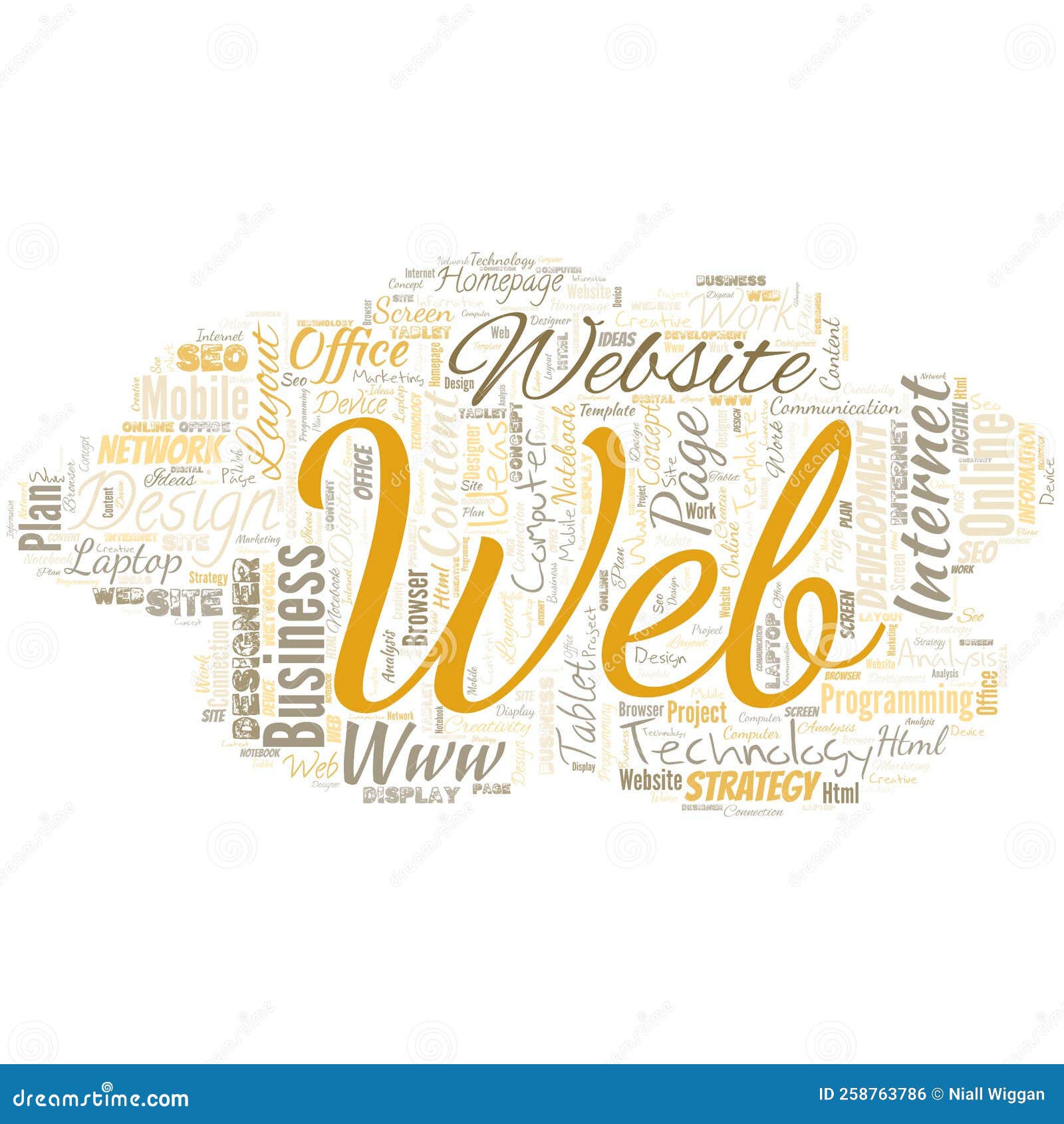 Big Word Cloud in the Shape of UFO with Word WEB. a System of Internet ...