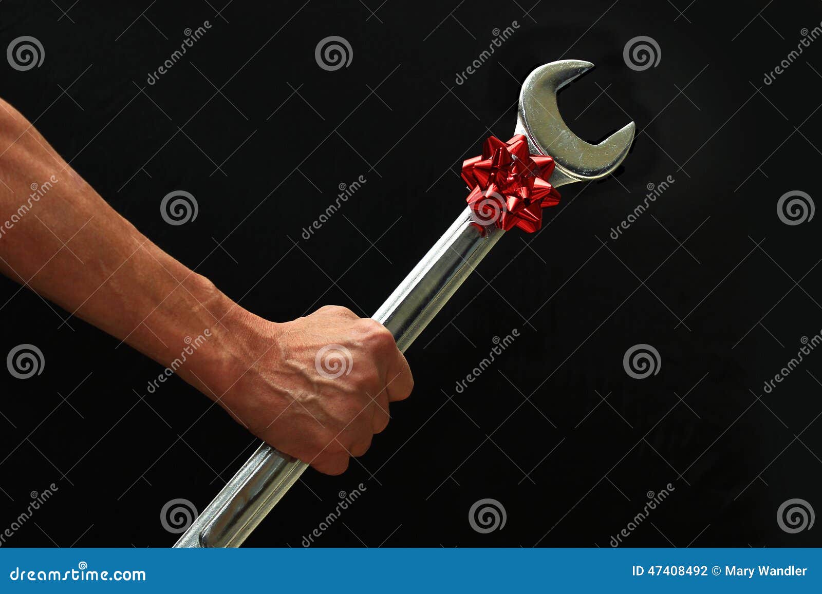 Big Wrench with Christmas Bow Stock Photo - Image of machine, bolt ...
