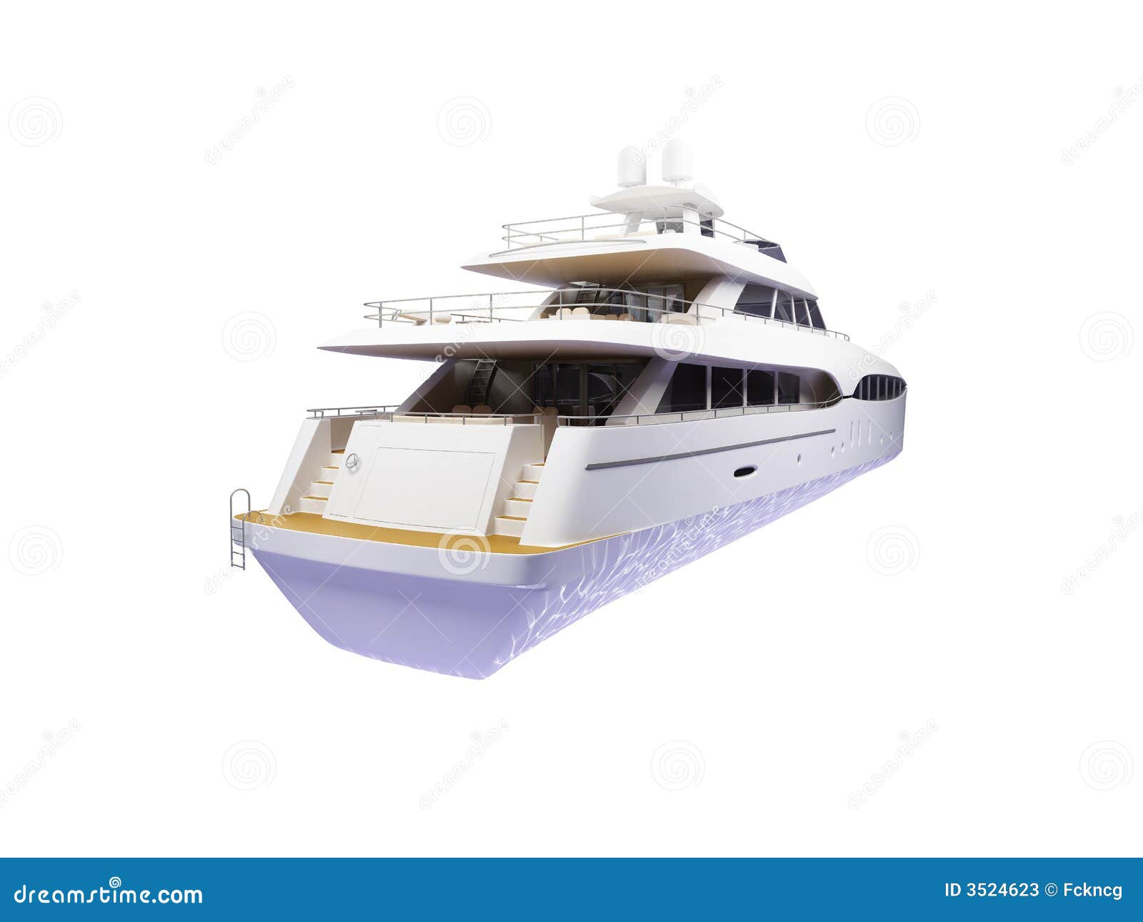 Big Yacht Isolated Back View Stock Illustration - Illustration of ...