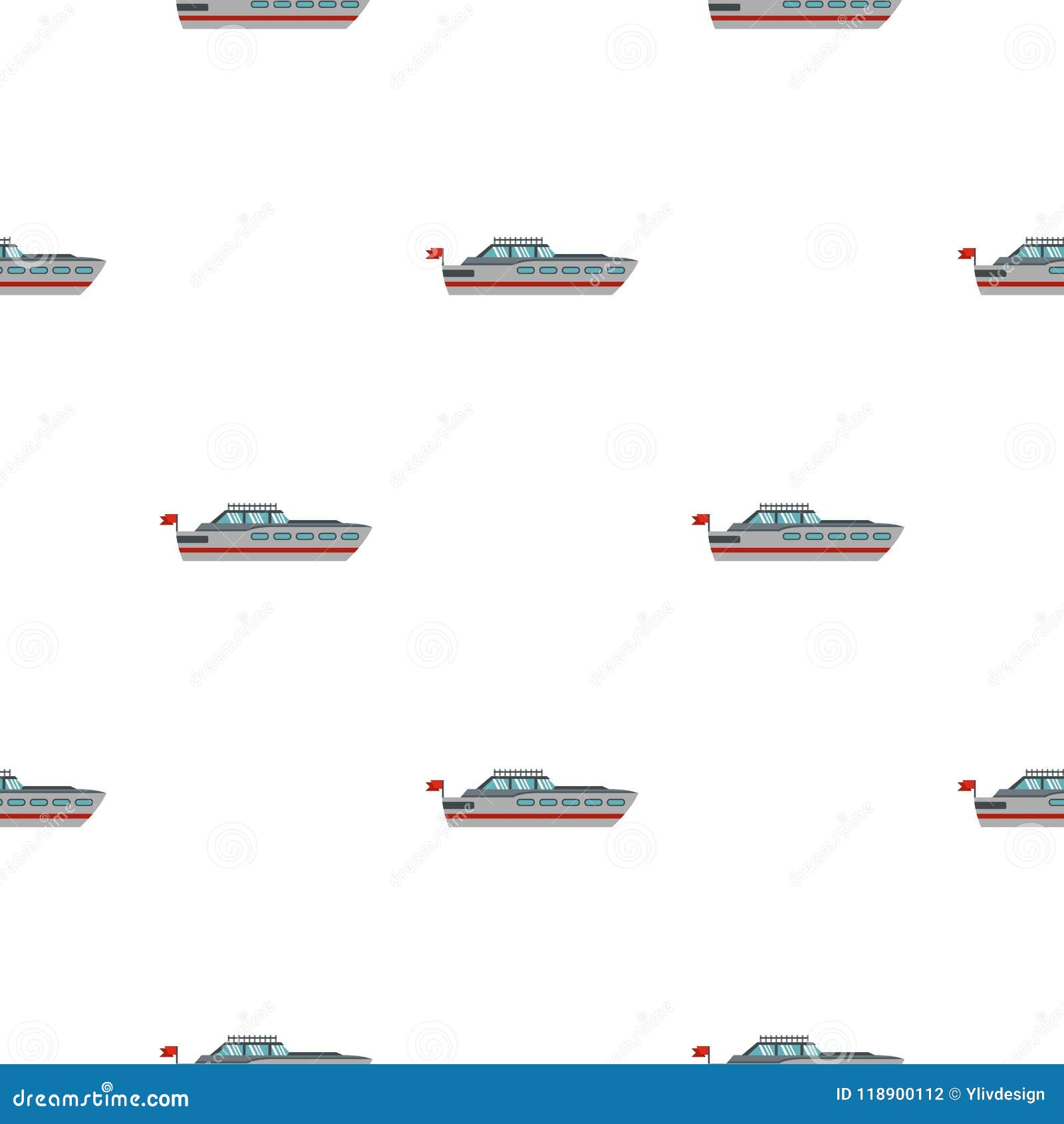 Big yacht pattern flat stock vector. Illustration of repeat - 118900112