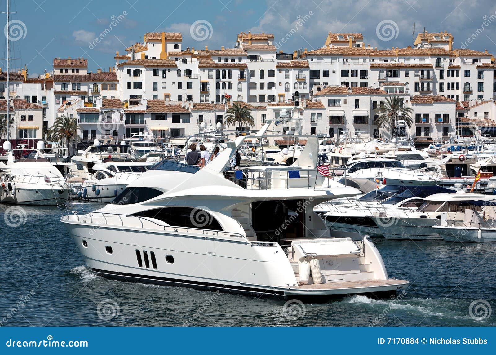 Big Yachts in Puerto Banus Harbour Stock Photo - Image of white, harbor ...