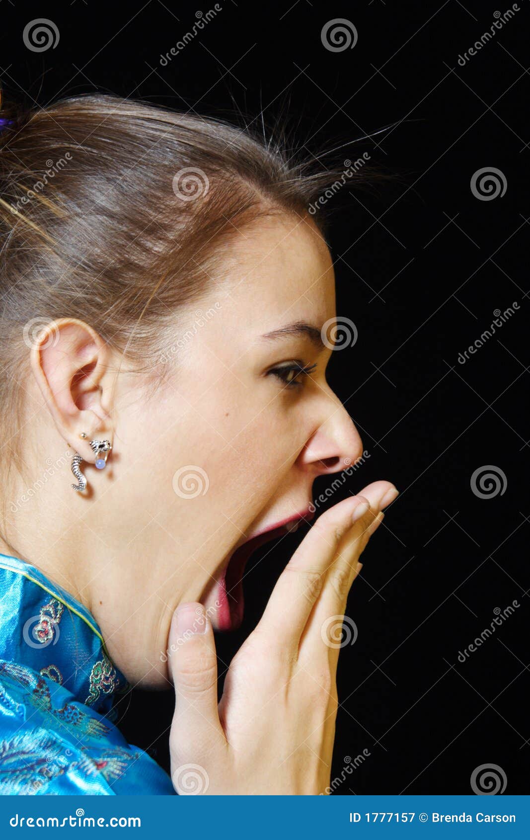 Big Yawn stock image. Image of view, female, tired, mixed - 1777157