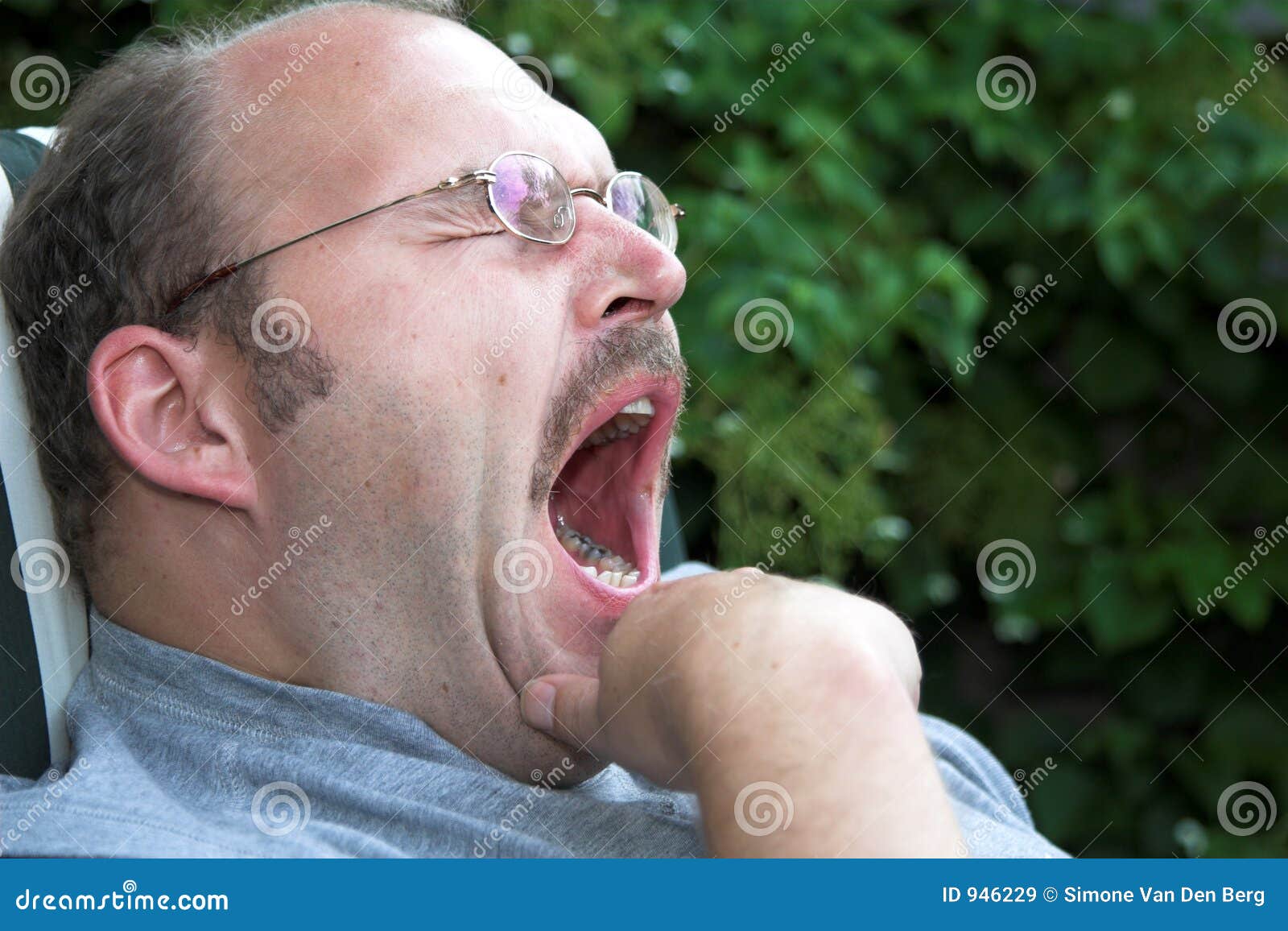 Big yawn stock image. Image of garden, balding, overweight - 946229