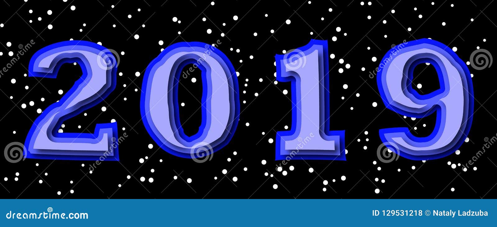 2019 Year Numbers on Black Background Stock Illustration - Illustration ...