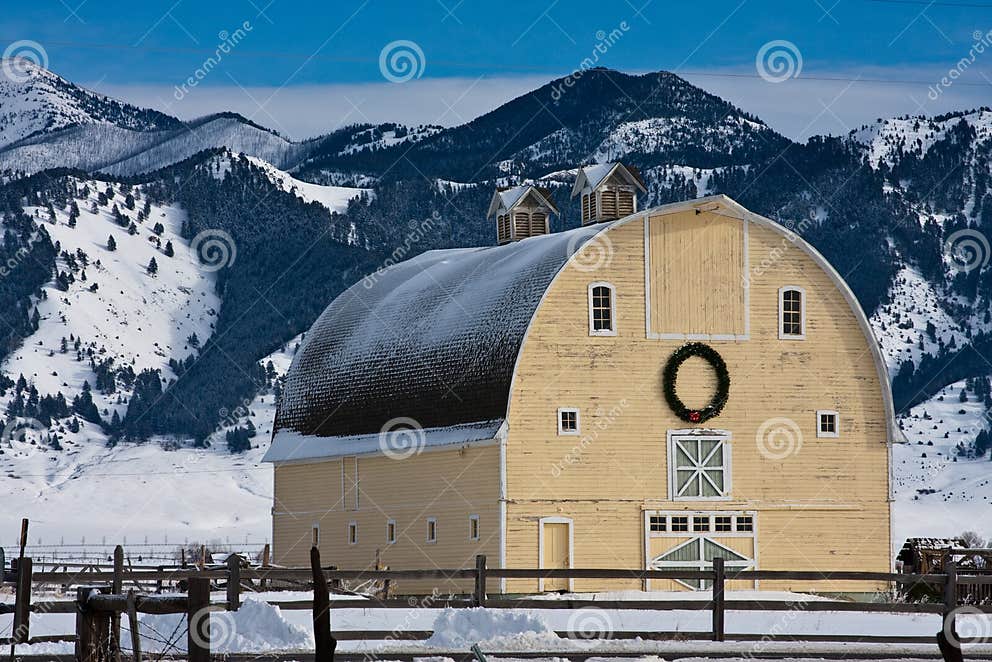 Big Yellow Barn stock image. Image of barn, landscape - 12555587