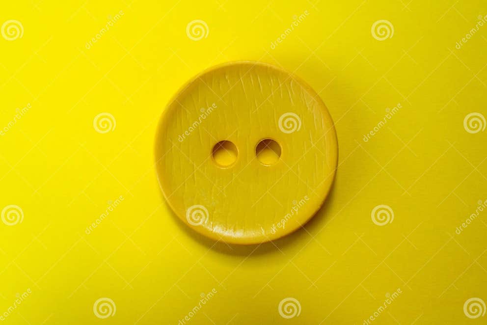Big Yellow Button on a Blue Background Stock Image - Image of accessory ...