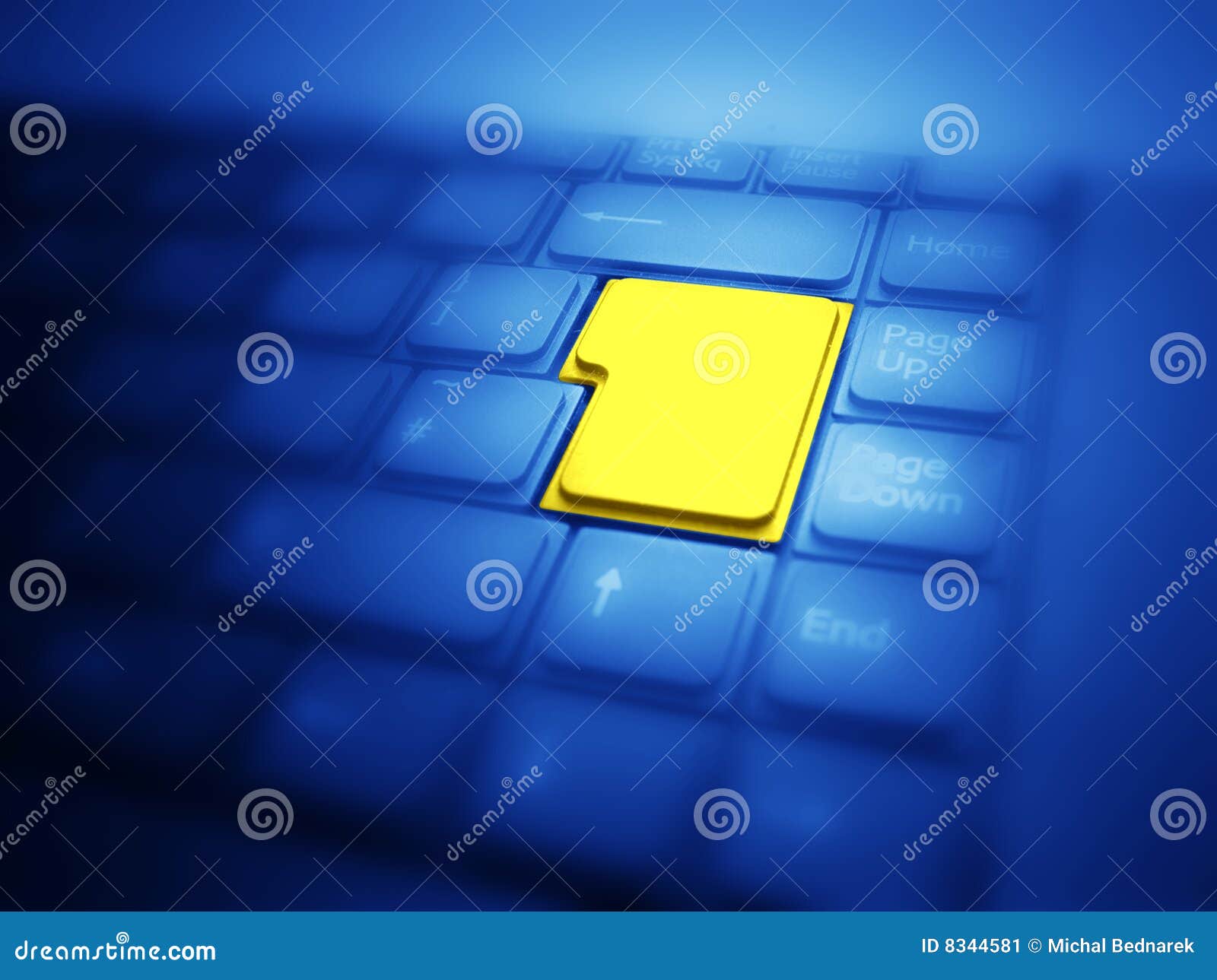 Big Yellow Button Highlighted on Keyboard Stock Image - Image of ...
