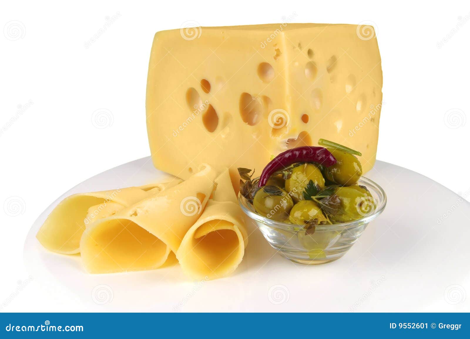 Big Yellow Cheese Chunk and Slices Stock Image - Image of orange ...