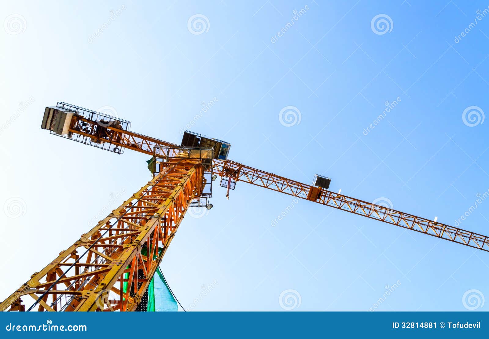 A Big Yellow Crane Construction. Stock Image - Image of industry ...
