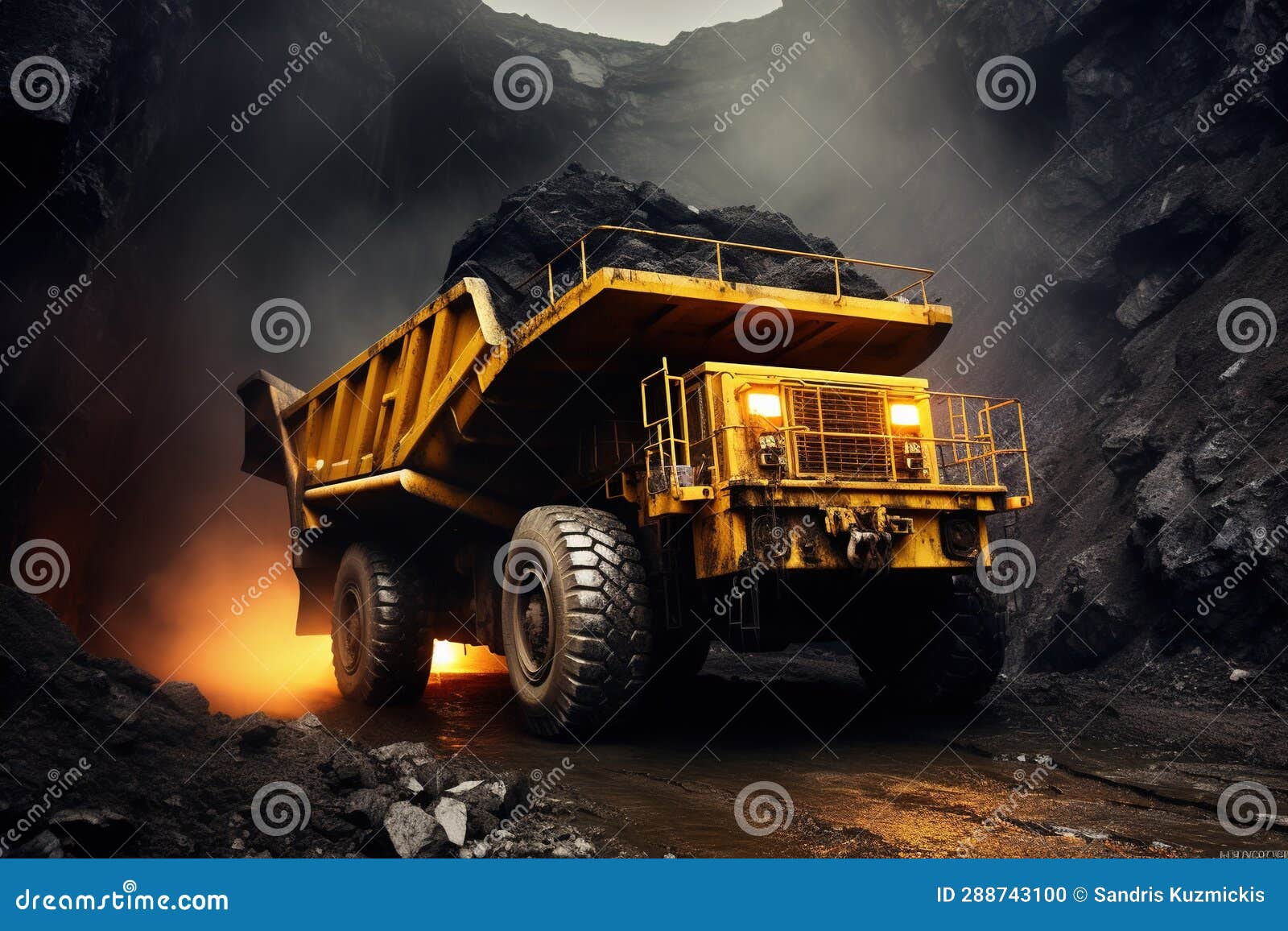 Big Yellow Mining Truck for Coal Anthracite Stock Photo - Image of ...