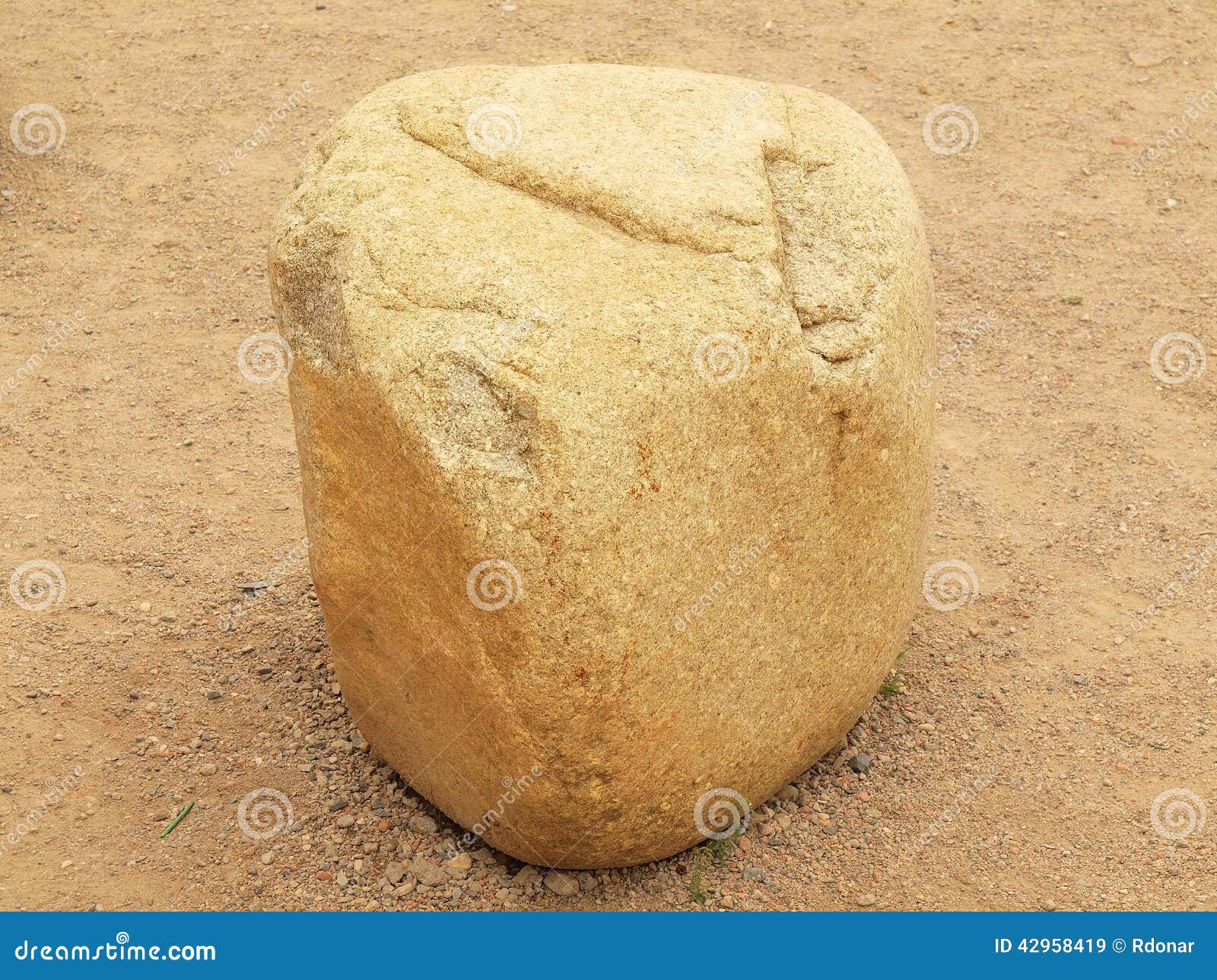 Big Yellow Orange Square Boulder on Sandy Ground Stock Image - Image of ...