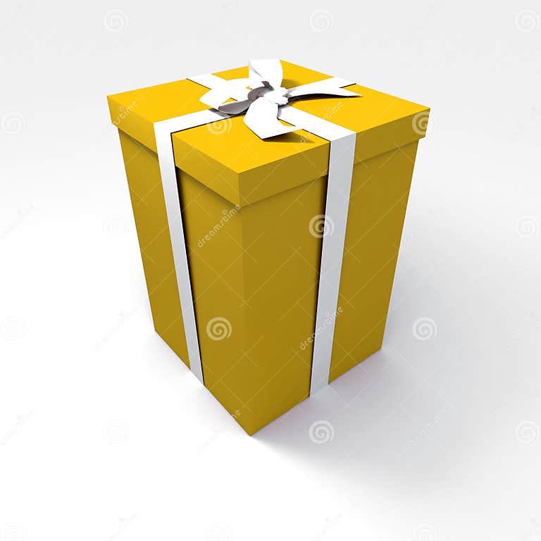 Big yellow present stock illustration. Illustration of cardboard - 3231758