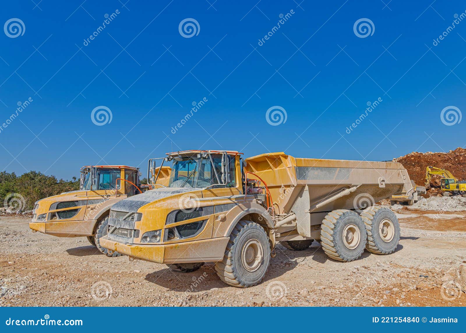 Big Trucks at a Road Construction Site Stock Photo - Image of ...